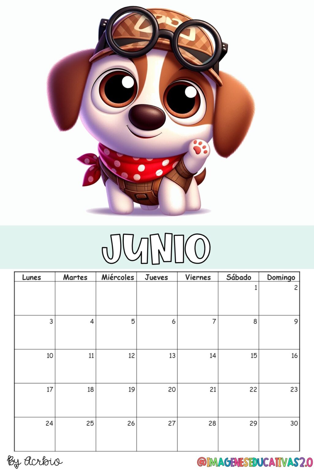 Calendario junio para rellenar y anotar - Imagenes Educativas