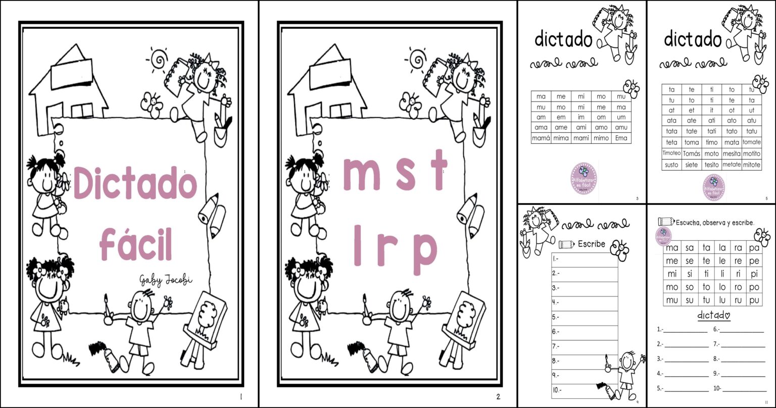 Cuaderno de dictado fácil. Letras m,s,t,l,r,p. - Imagenes Educativas