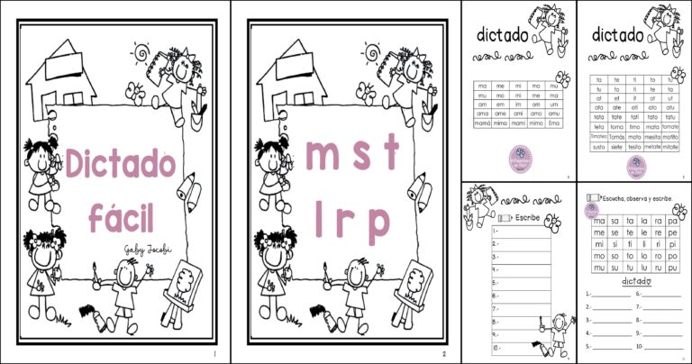 Cuaderno de dictado fácil. Letras m,s,t,l,r,p. - Imagenes Educativas