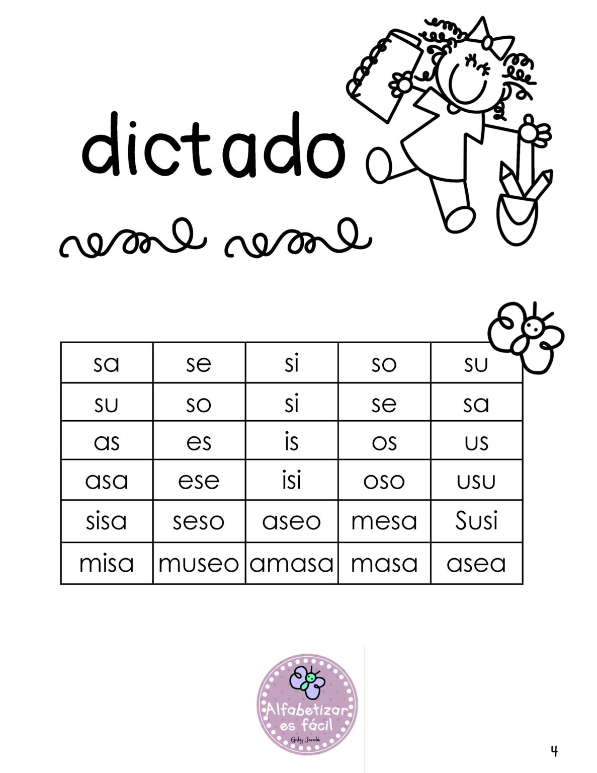 Cuaderno de dictado fácil. Letras m,s,t,l,r,p. - Imagenes Educativas