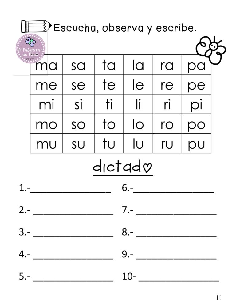 Cuaderno de dictado fácil. Letras m,s,t,l,r,p. - Imagenes Educativas