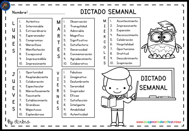 DICTADO SEMANAL Fichas de Actividades - Imagenes Educativas
