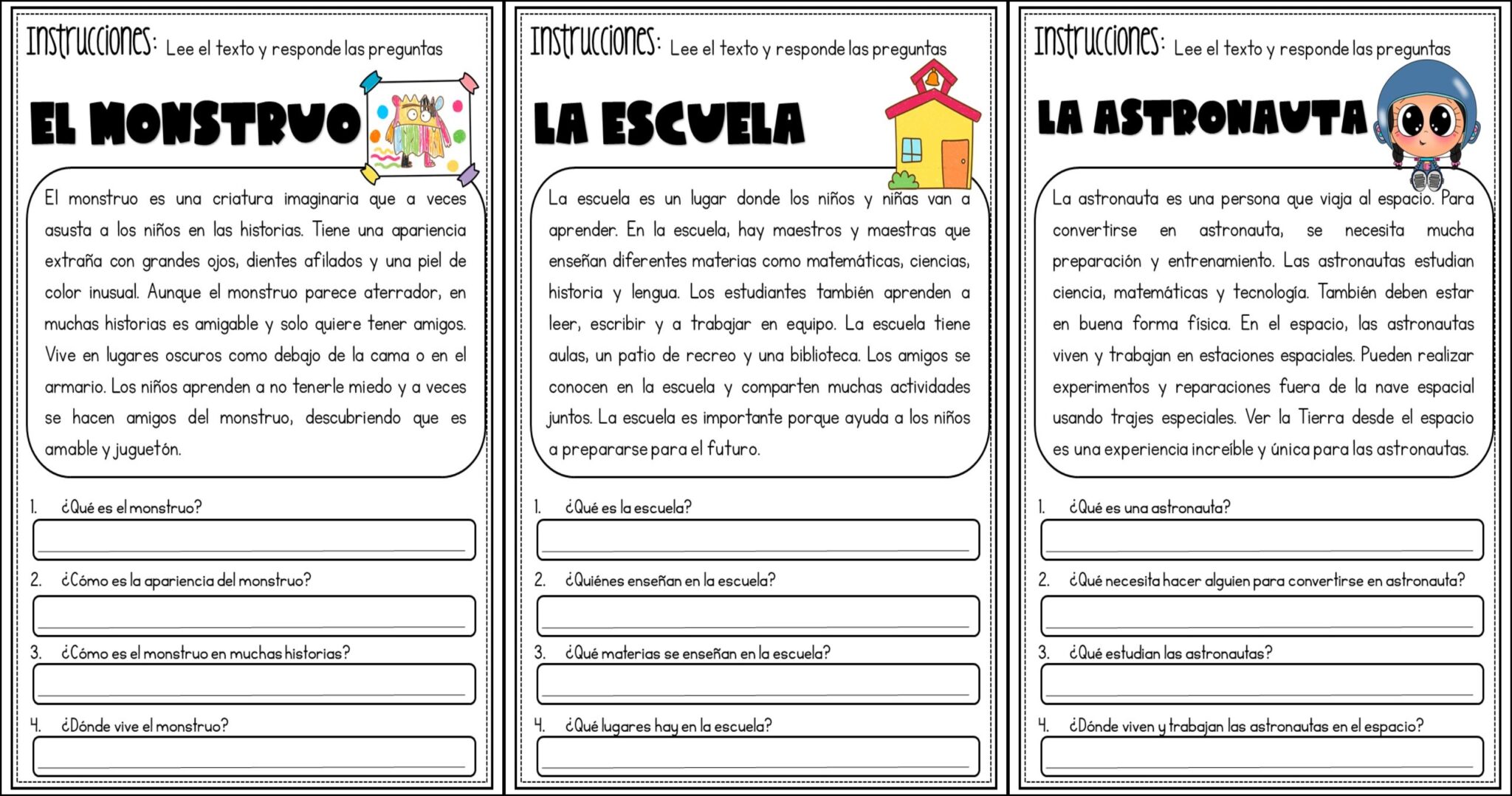 Lecturitas de comprension sencillas imprimibles - Imagenes Educativas