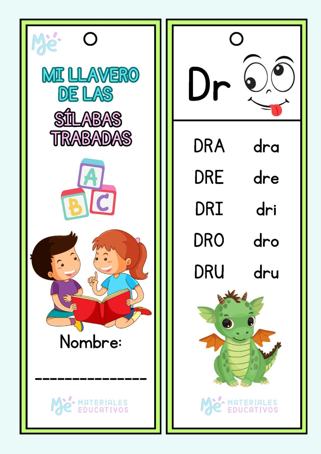 Llavero De Las Sílabas Trabadas Para Imprimir - Imagenes Educativas