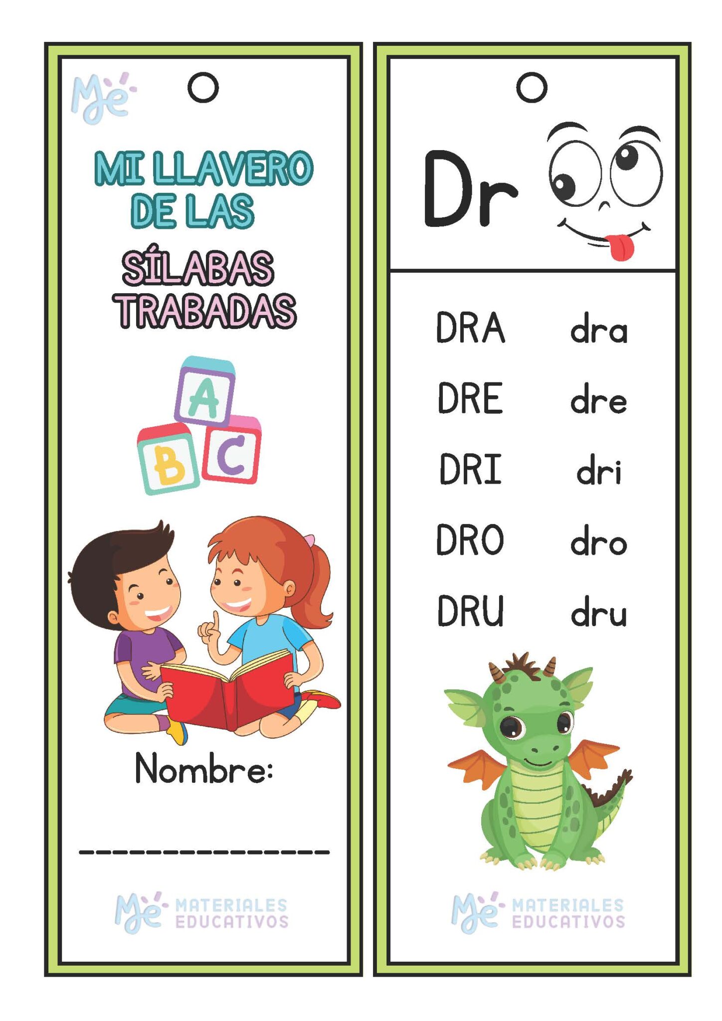 Llavero De Las Sílabas Trabadas Para Imprimir - Imagenes Educativas