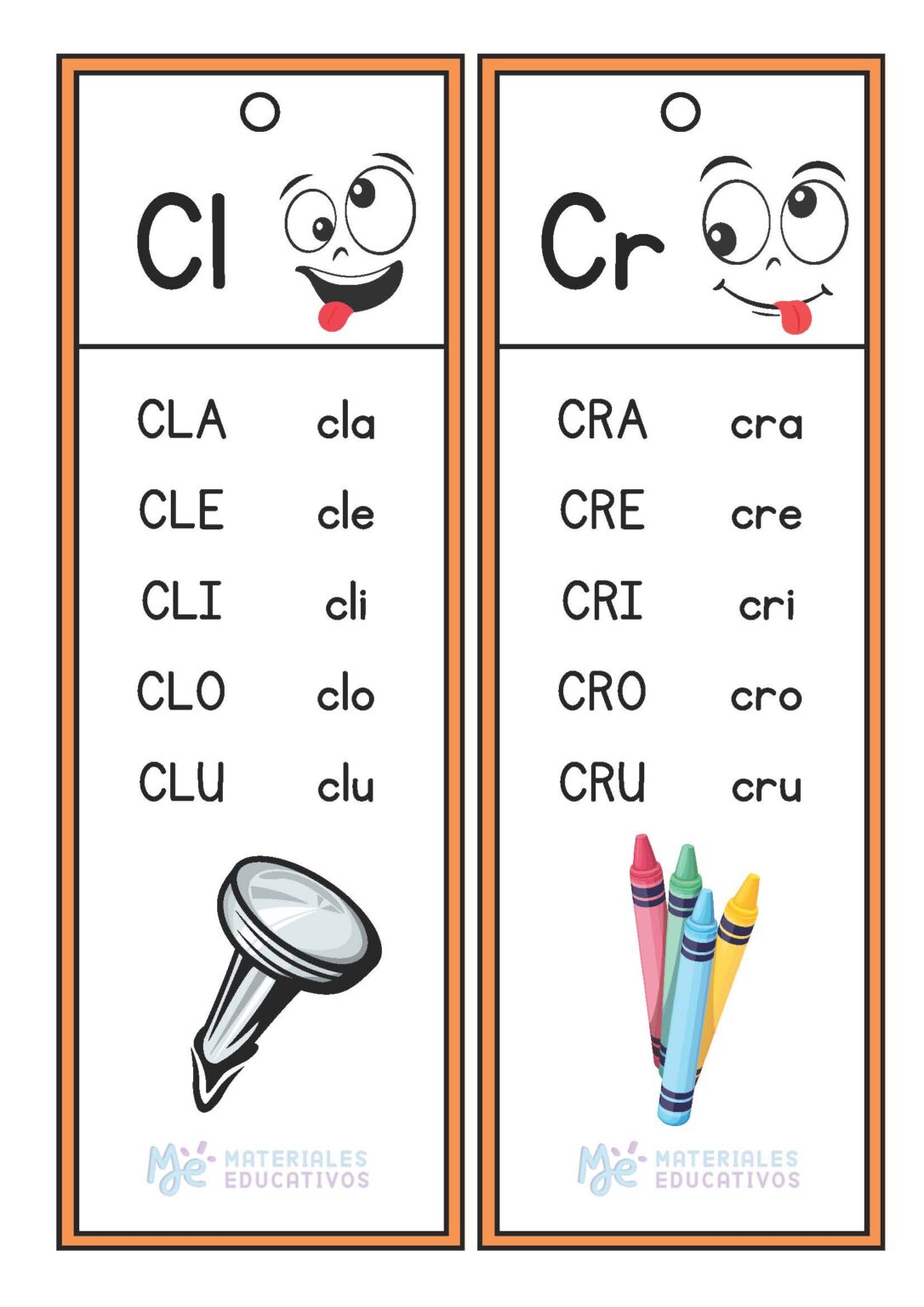 Llavero De Las Sílabas Trabadas Para Imprimir - Imagenes Educativas