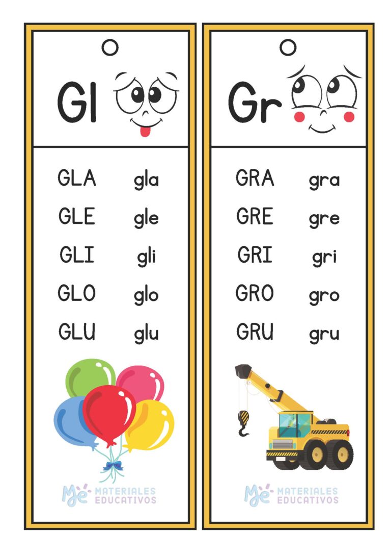 Llavero De Las Sílabas Trabadas Para Imprimir - Imagenes Educativas