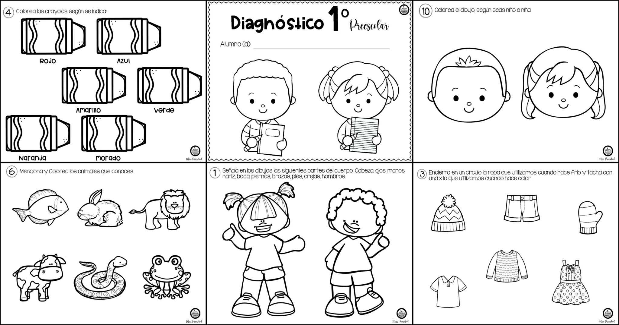 Prueba Diagnostica 1ro preescolar - Imagenes Educativas