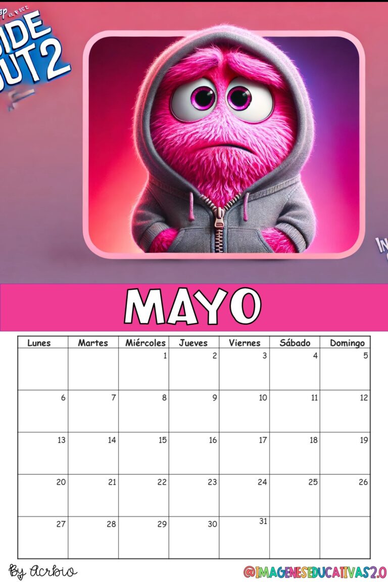 Intensamente 2 Calendario para rellenar - Imagenes Educativas
