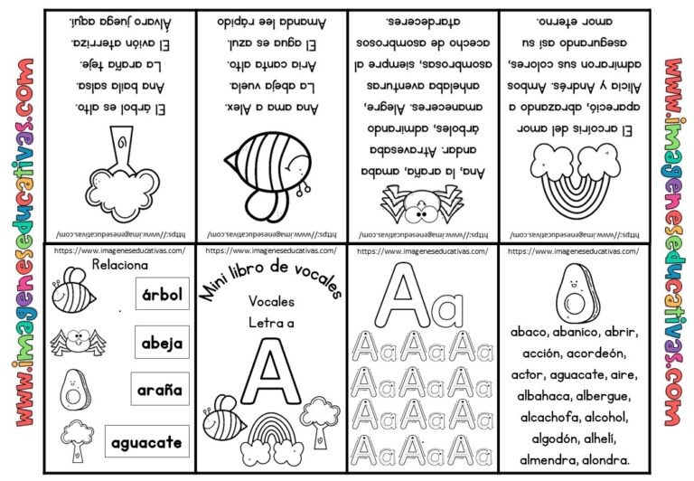 Mini libro de lectura letra A - Imagenes Educativas