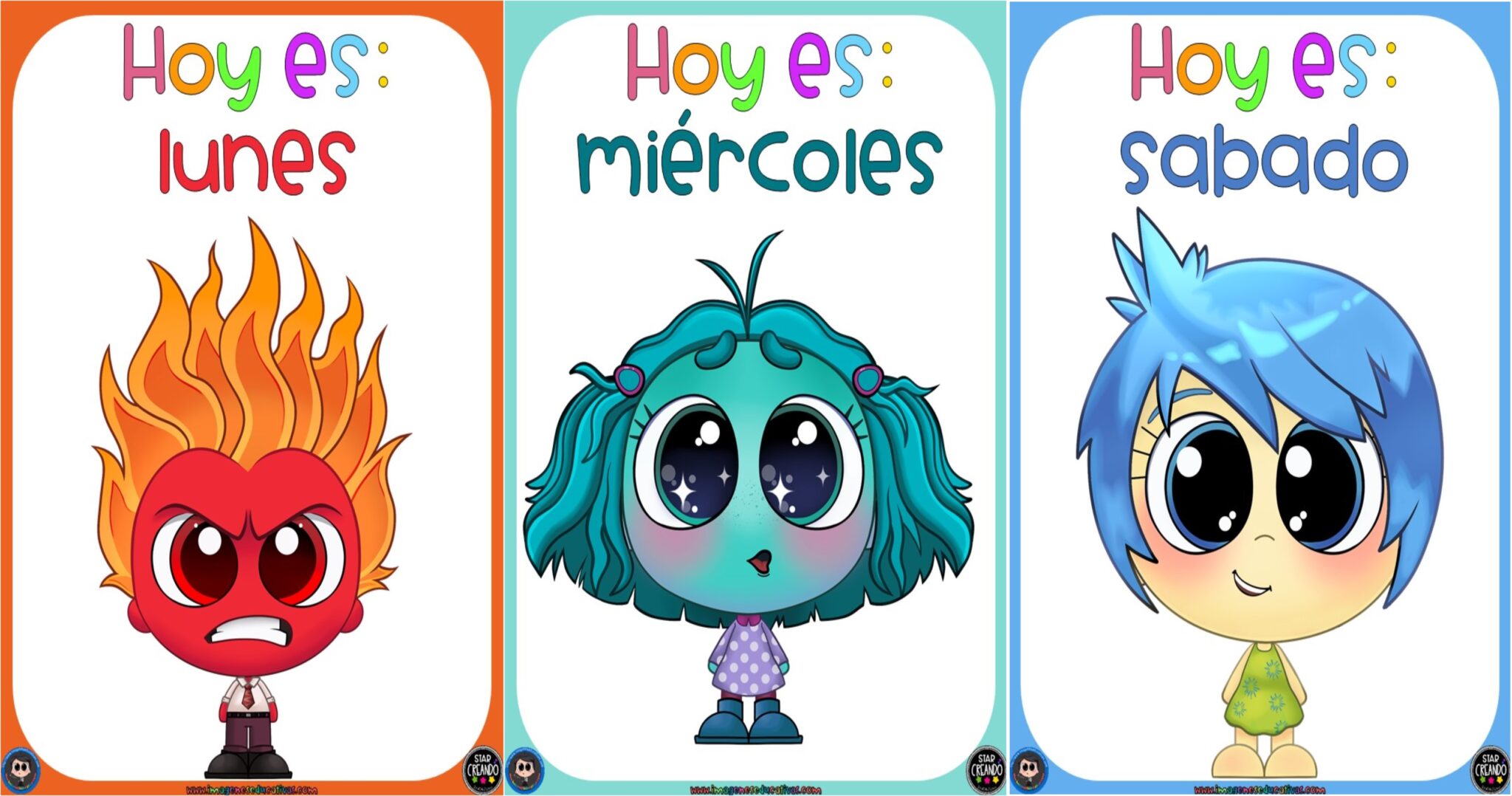 Portadas días de la semana intensamente 2 Bonitas - Imagenes Educativas