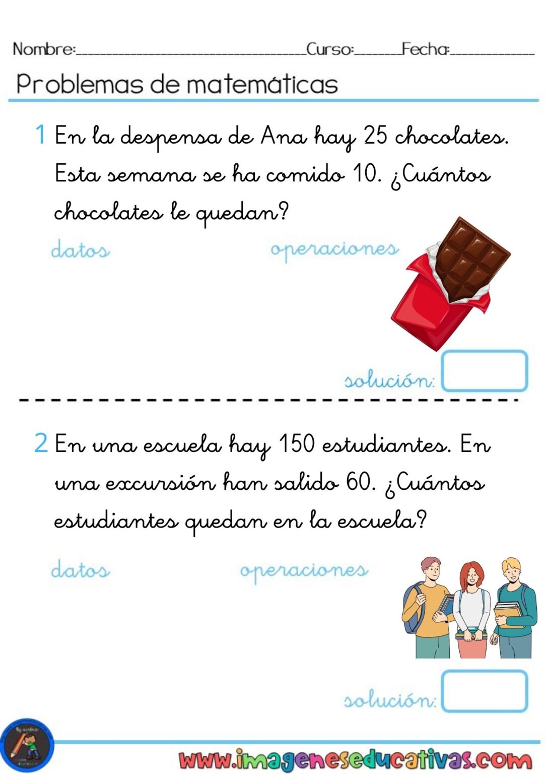Problemas de matemáticas para niños - Imagenes Educativas