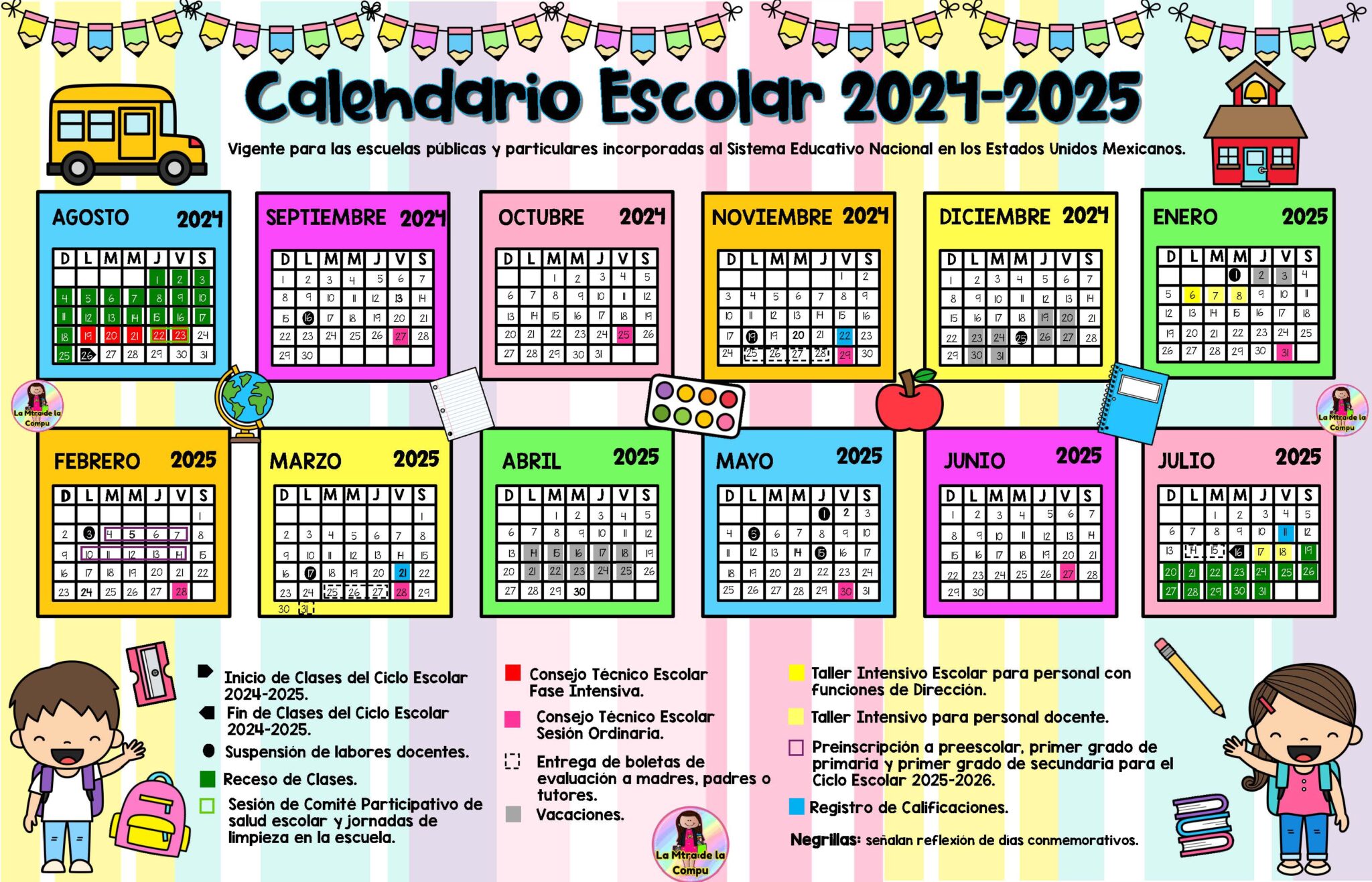 Calendario escolar 2024 -2025 - Imagenes Educativas