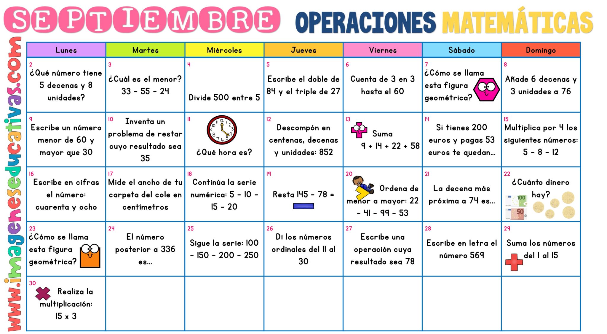 Calendario Matemático Archivos - Imagenes Educativas