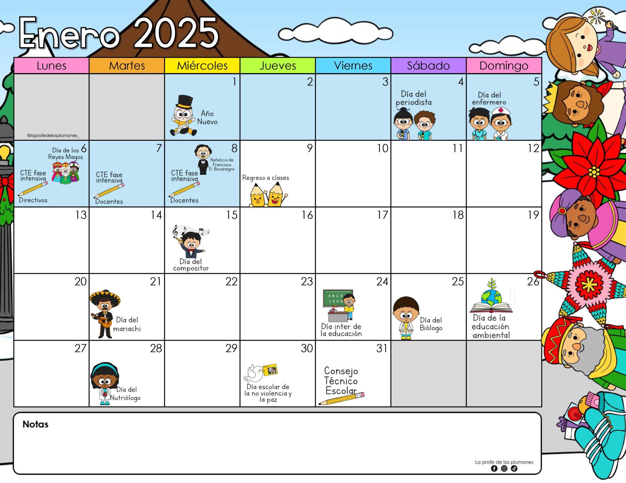 Calendario escolar 2024-2025 con efemérides en para rellenar - Imagenes ...