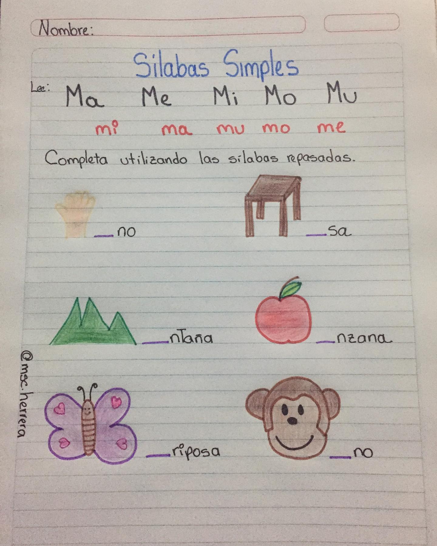 Cuaderno guía con sílabas - Imagenes Educativas