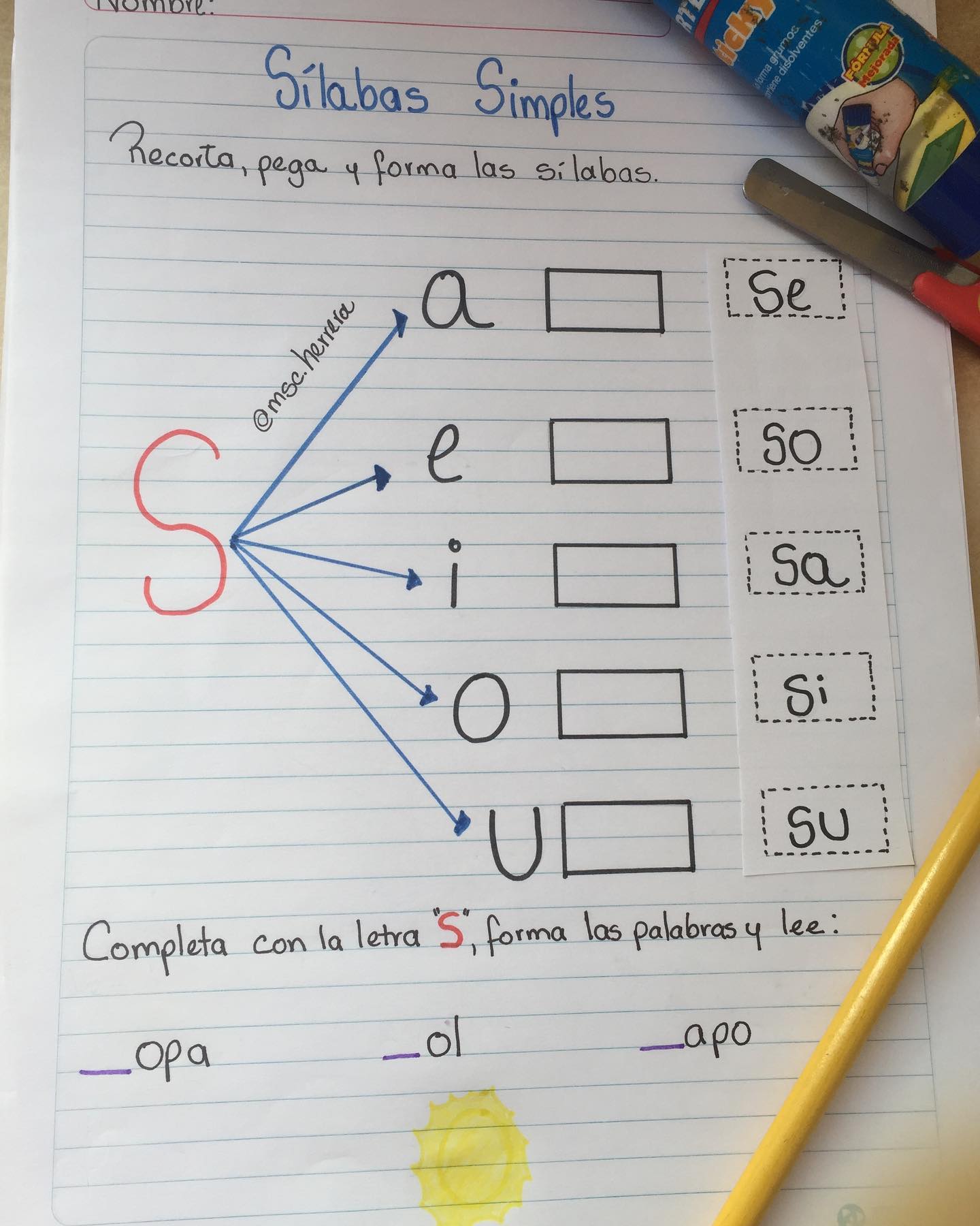 Cuaderno guía con sílabas - Imagenes Educativas