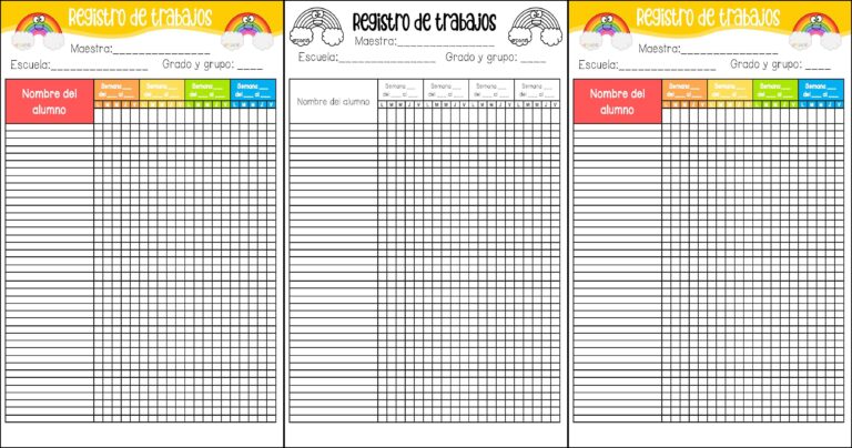 Registro de trabajos para maestros y maestras - Imagenes Educativas