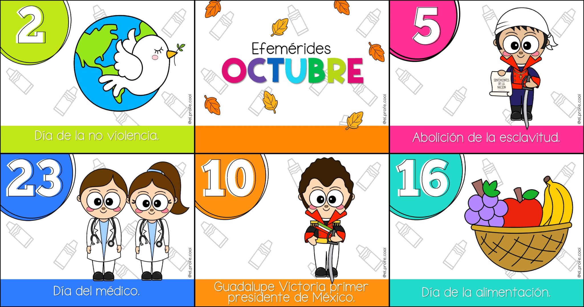 Efemérides mes de octubre 2024 nuevos diseños - Imagenes Educativas