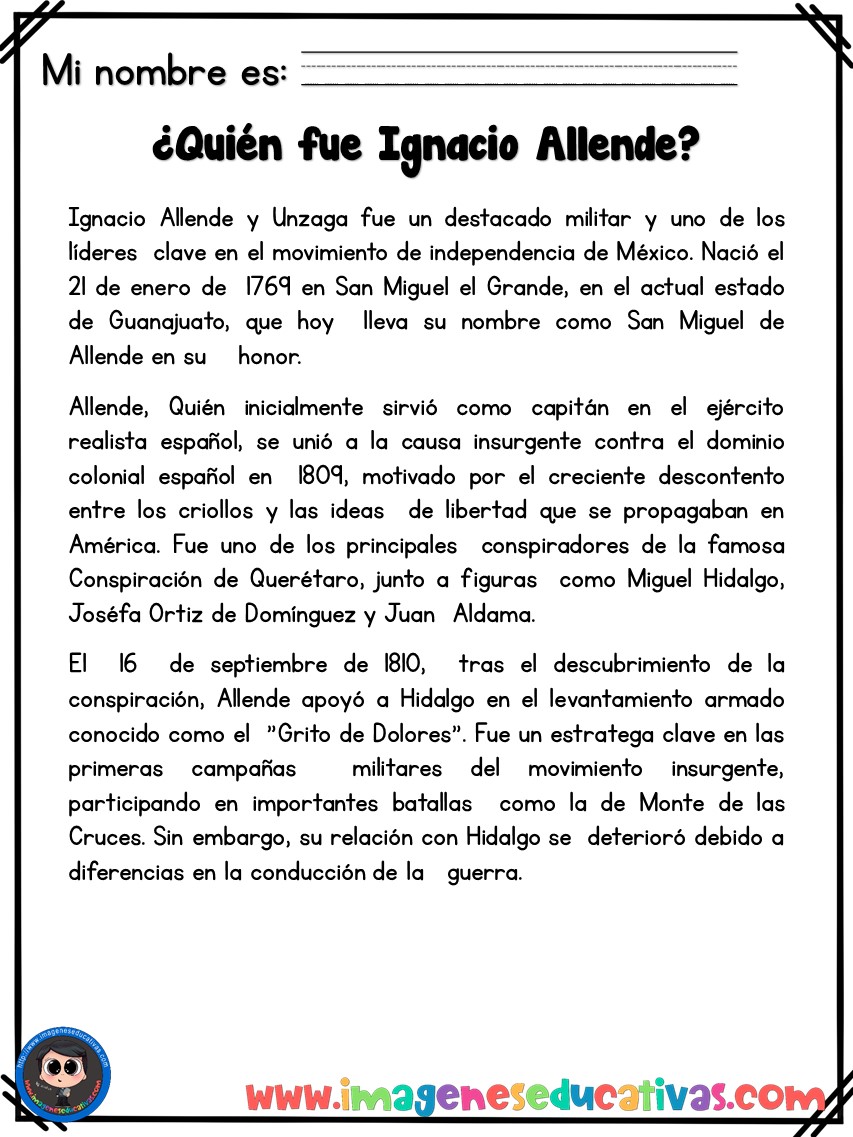 Ignacio Allende Independencia de México Comprension lectora - Imagenes ...