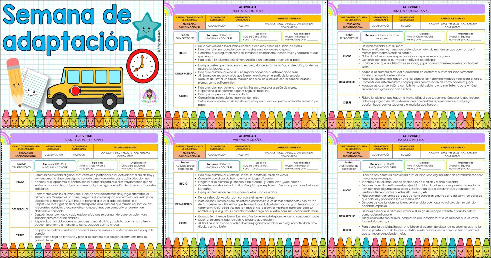 Plan para la semana de adaptación - Imagenes Educativas