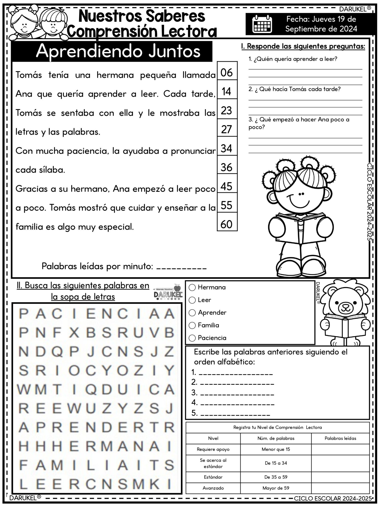 Saberes Comprensión lectora y matematicas 1º grado - Imagenes Educativas