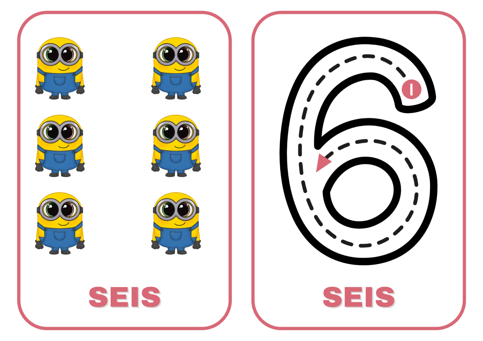 TARJETA NUMEROS MINIONS (6) - Imagenes Educativas