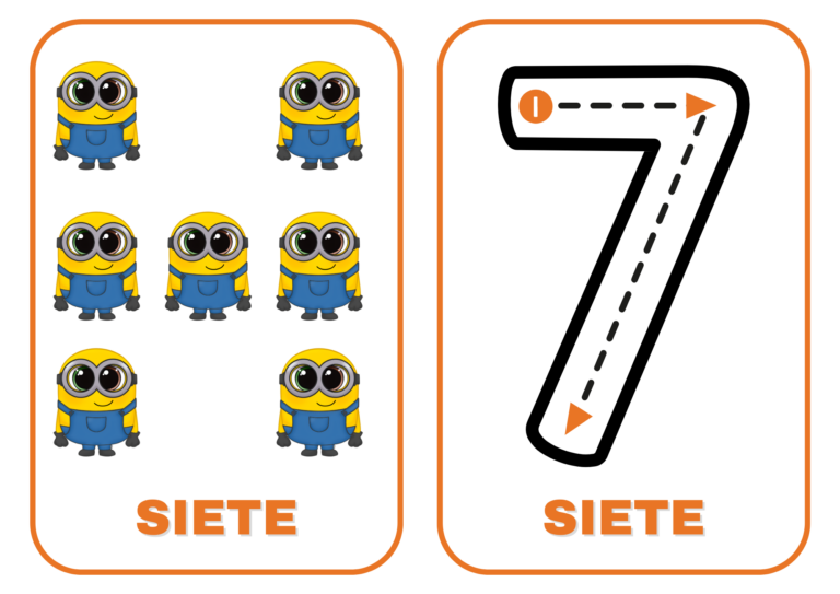 TARJETA NUMEROS MINIONS (7) - Imagenes Educativas