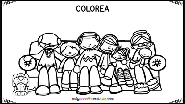 Colorea la familia para aprender el vocabulario - Imagenes Educativas