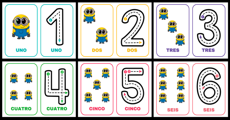 Tarjetitas para aprender los números con los minions - Imagenes Educativas