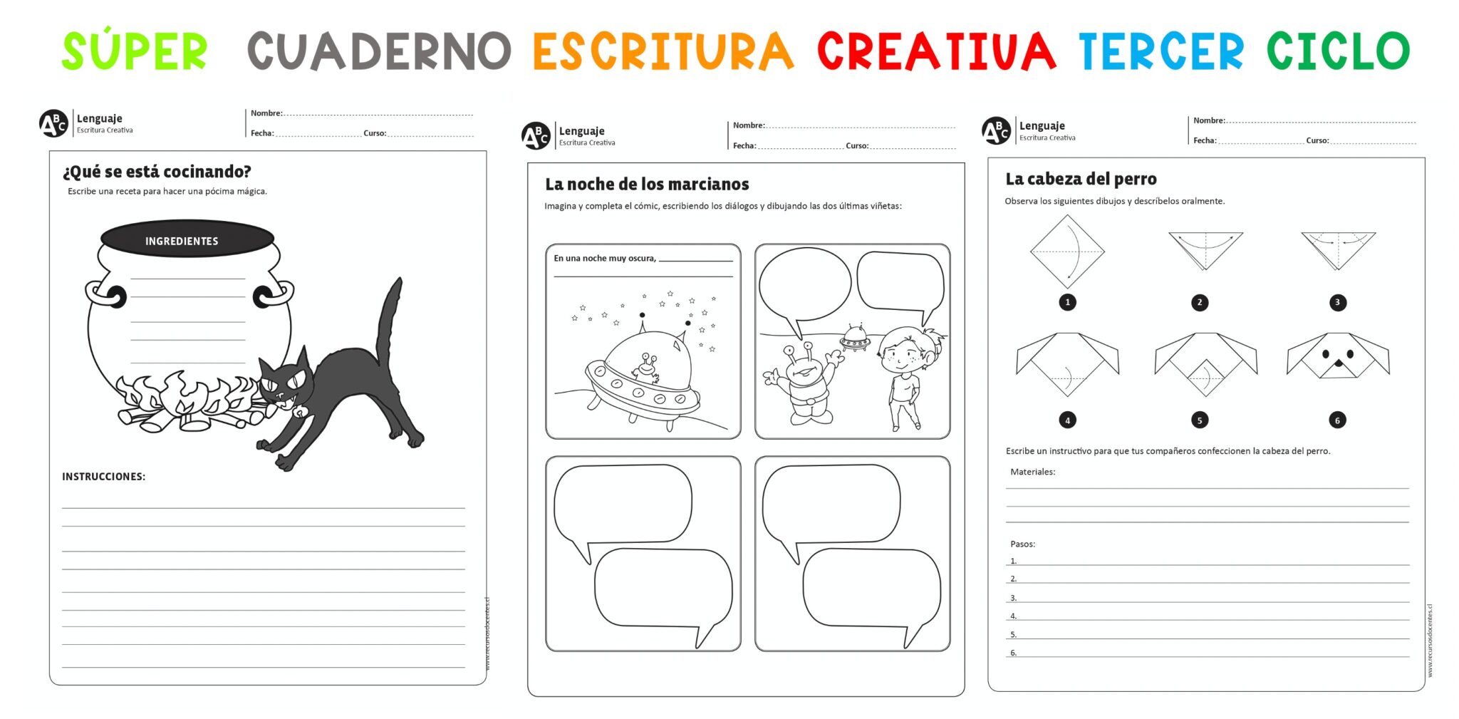 CUADERNO DE 75 páginas de escritura creativa todos los ciclos de ...
