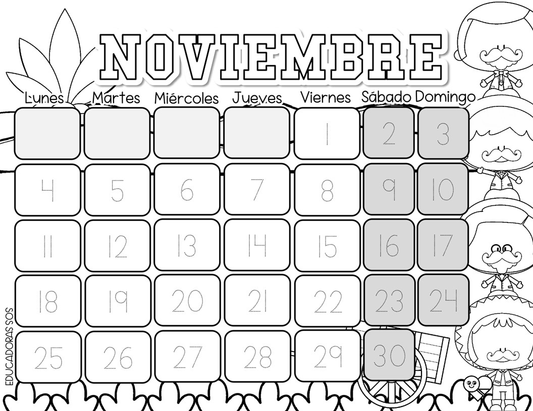 Planificador mes de noviembre 2024 efemérides - Imagenes Educativas