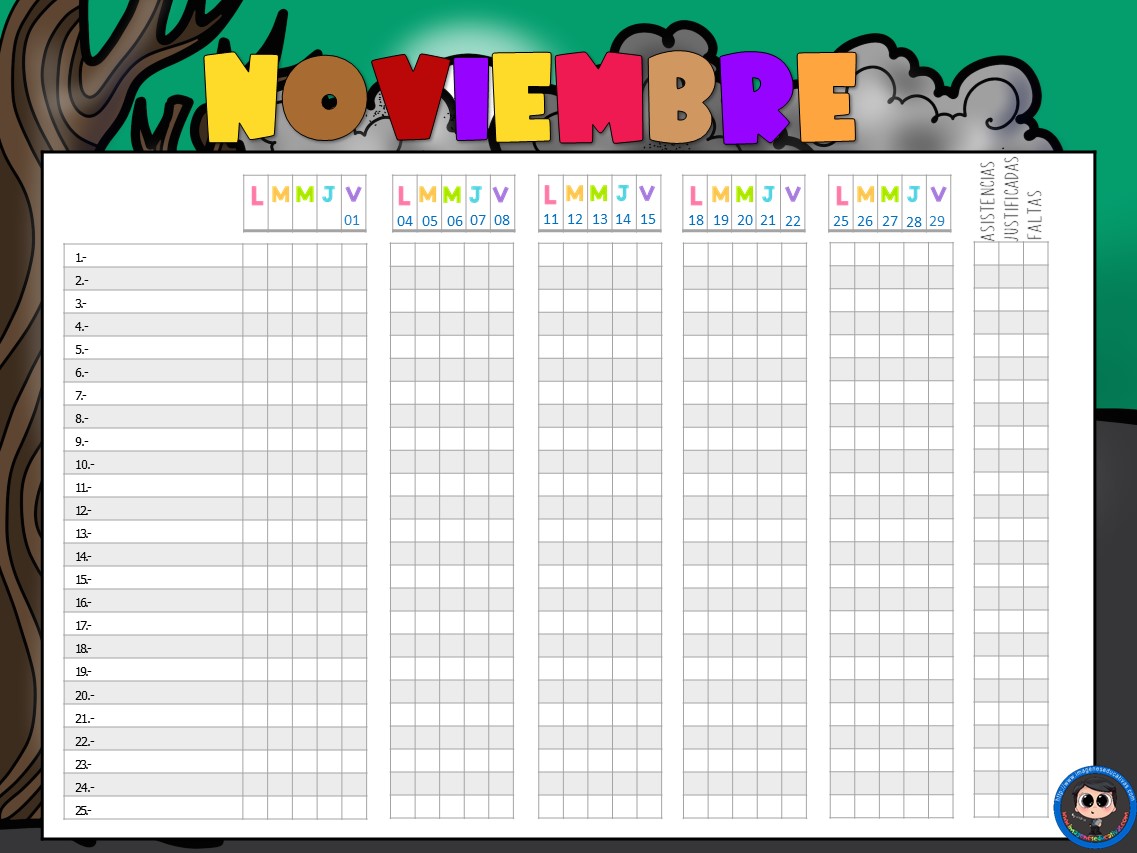 Planificador mes de noviembre - Imagenes Educativas