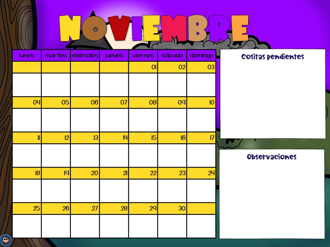 Planificador mes de noviembre - Imagenes Educativas