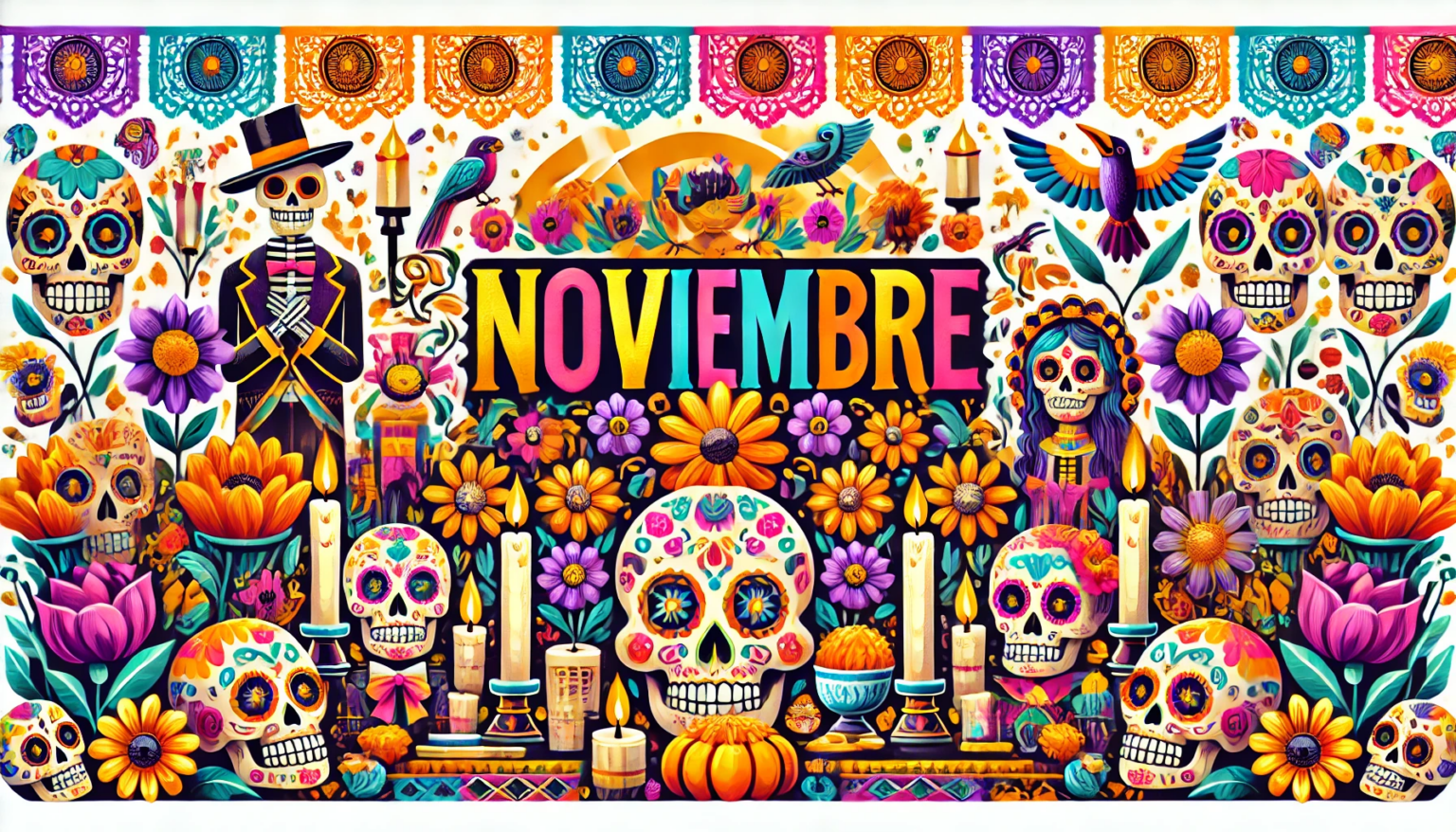 Banner mes de NOVIEMBRE temática "Día de muertos" - Imagenes Educativas