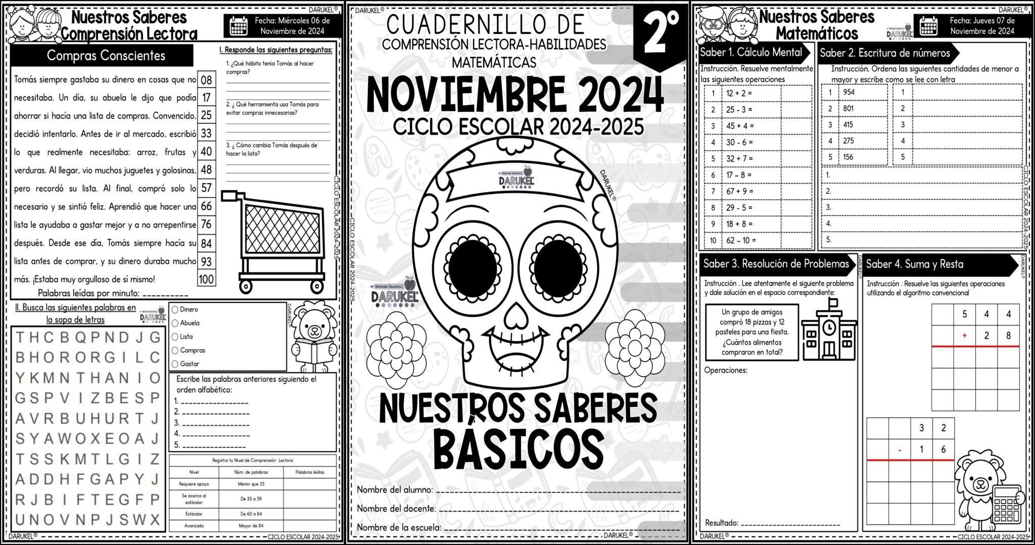 3º Cuadernillo de Comprensión Lectora-Habilidades Matemáticas noviembre ...