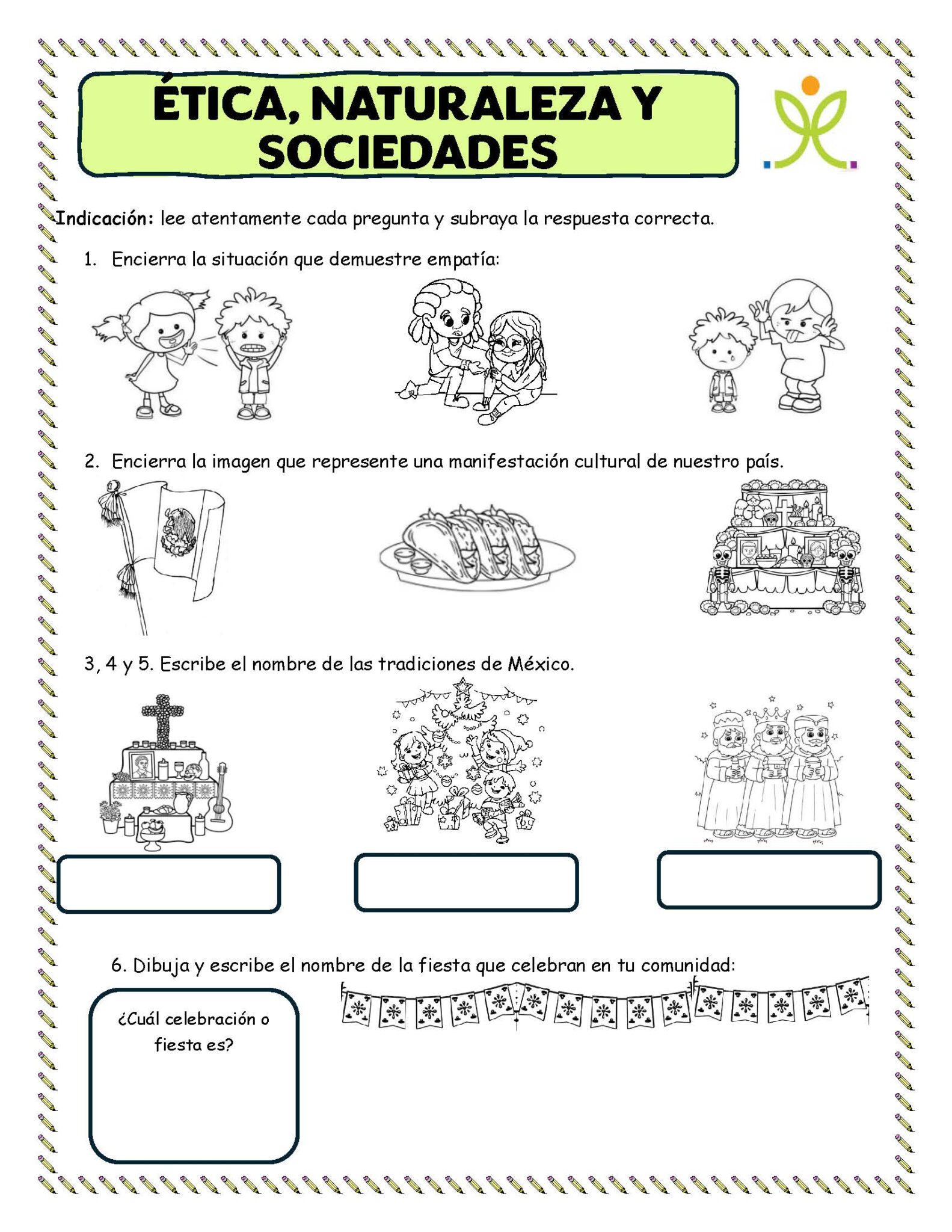 Examen primer Trimestre 2024-2025 1º GRADO - Imagenes Educativas