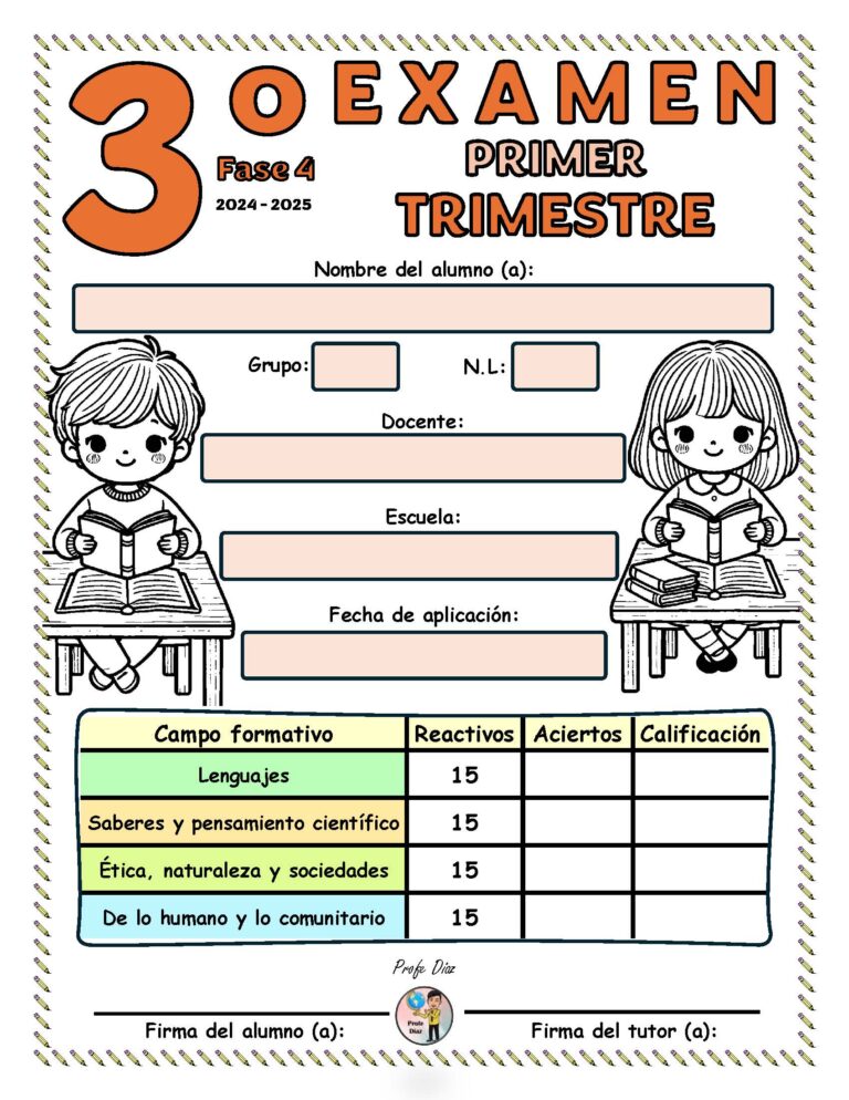 Examen primer Trimestre 2024-2025 3º GRADO - Imagenes Educativas