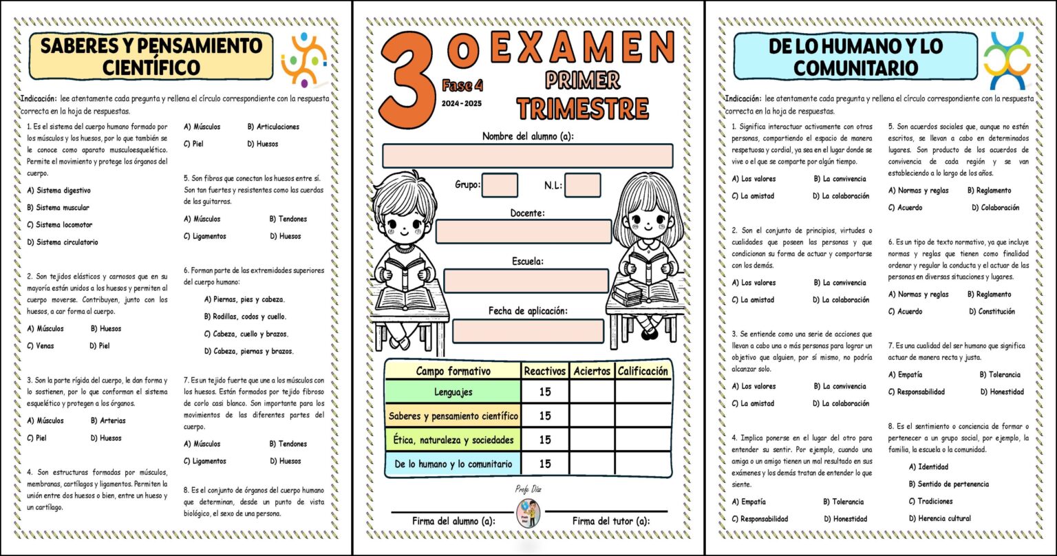 Examen Primer Trimestre 2024 2025 3º Grado Imagenes Educativas 4844