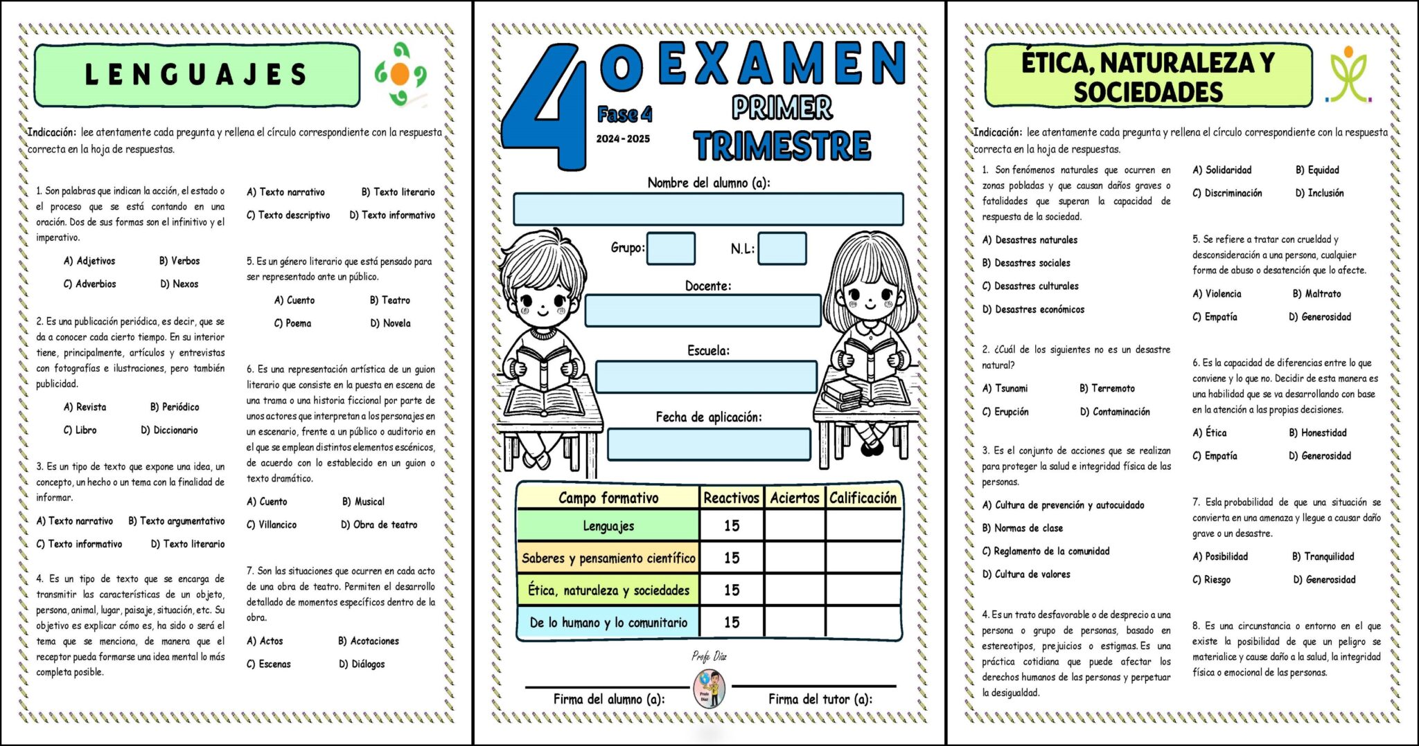 Examen Primer Trimestre 2024 2025 5º Grado Imagenes Educativas 4717