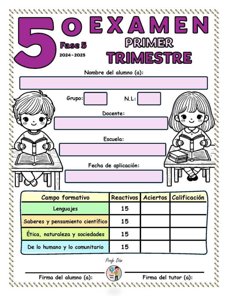 Examen primer Trimestre 2024-2025 5º GRADO - Imagenes Educativas