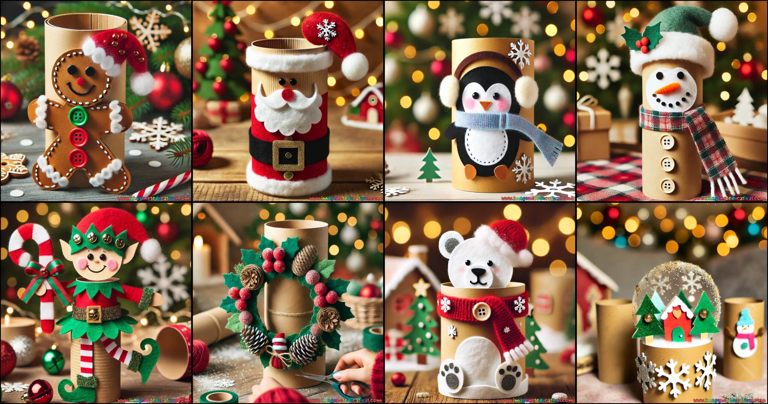 Manualidades navideñas con materiales reciclados Rollos de Cartón ...