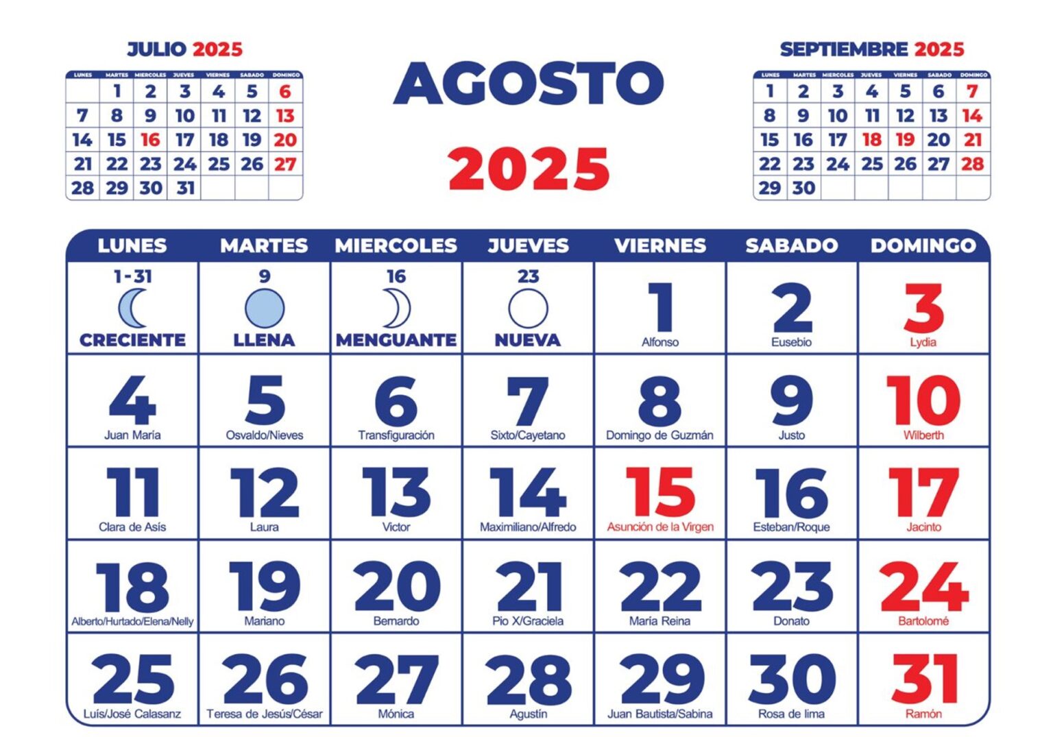 Calendario 2026 Mexico Con Santoral