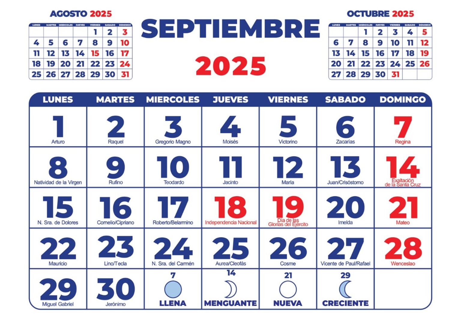 Calendario con santoral 2025 - Imagenes Educativas