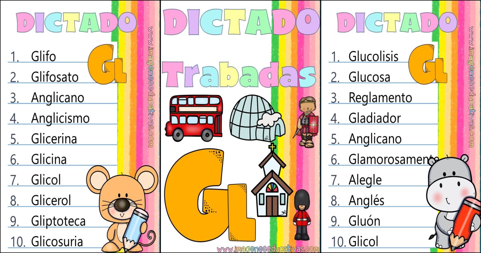 Dictados de FRASES con trabadas para primaria GL - Imagenes Educativas