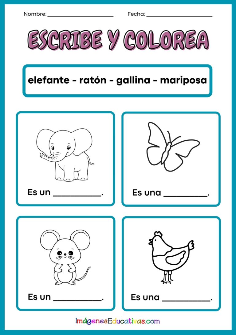 Fichas escritura animales (2) - Imagenes Educativas