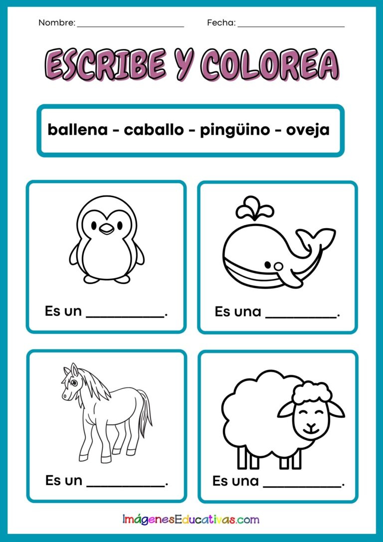 Fichas escritura animales (4) - Imagenes Educativas