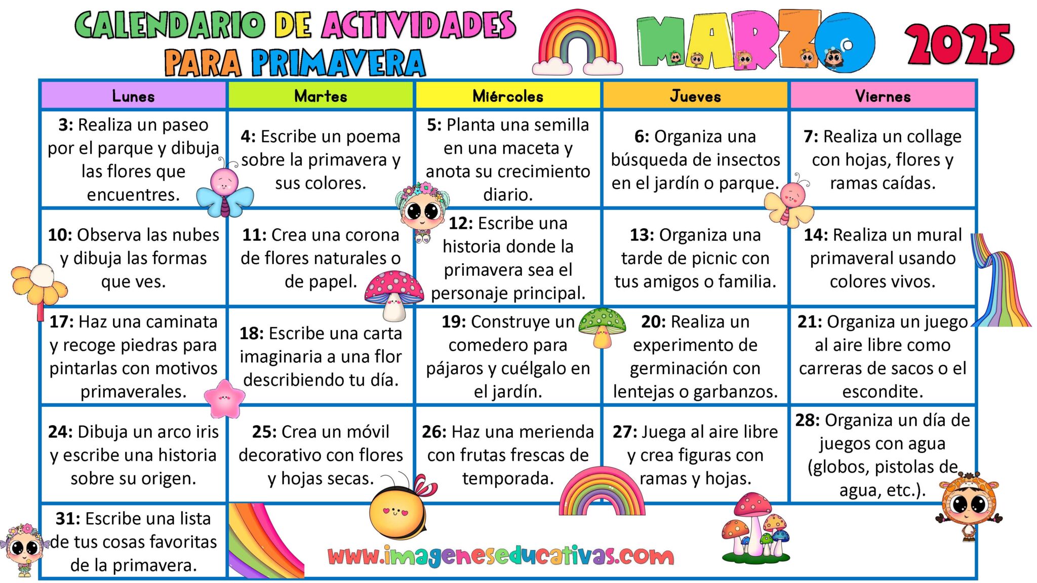 Calendario de Actividades para Primavera marzo 2025_Página_1 - Imagenes ...