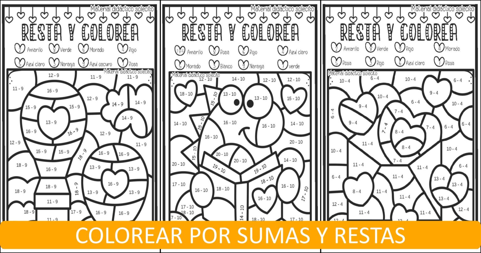 Colorear por sumas y restas - Imagenes Educativas