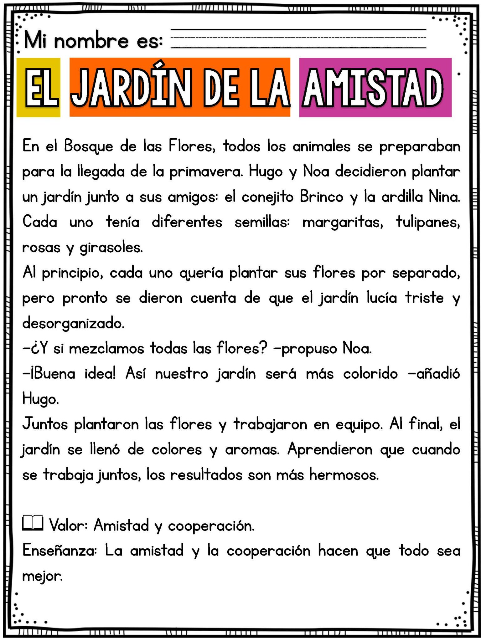 Comprensión Lectora Con Noa y Hugo en primavera - Imagenes Educativas